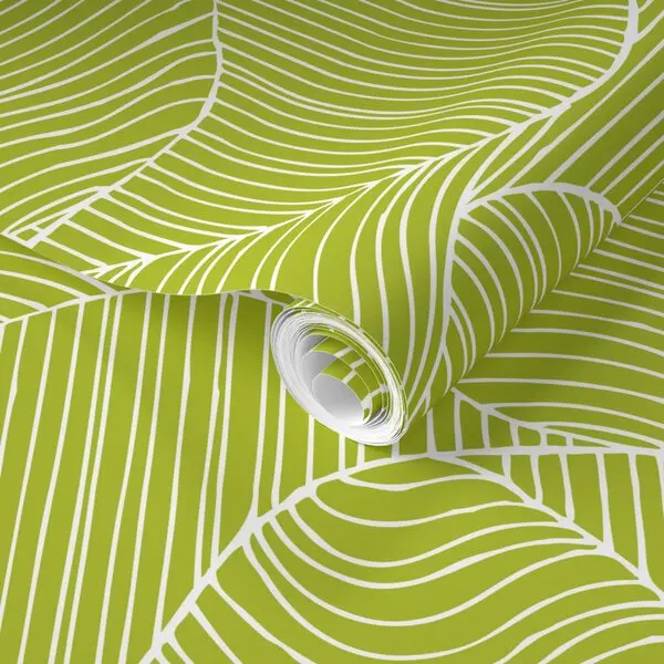 Spoonflower Stripe Geometric Abstract Stripes Spring Custom Removable Wallpaper - Green