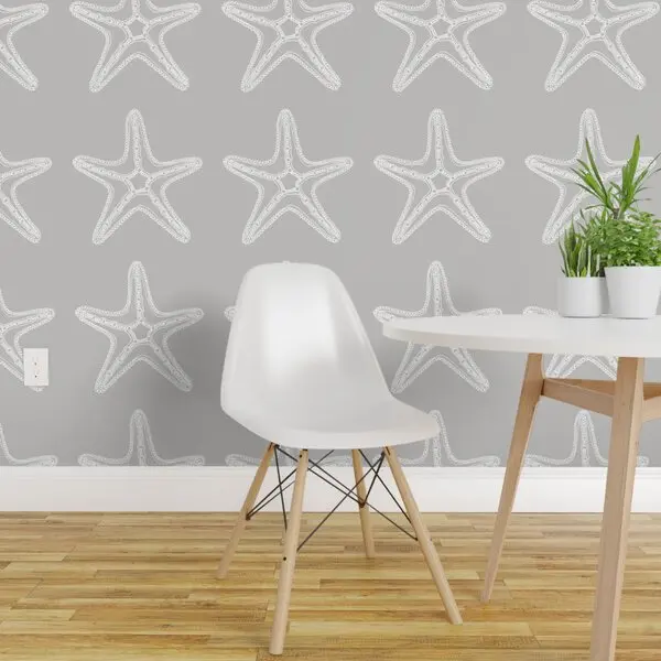 Spoonflower Ocean Beachy Surf Seastar Starfish Traditional Wallpaper