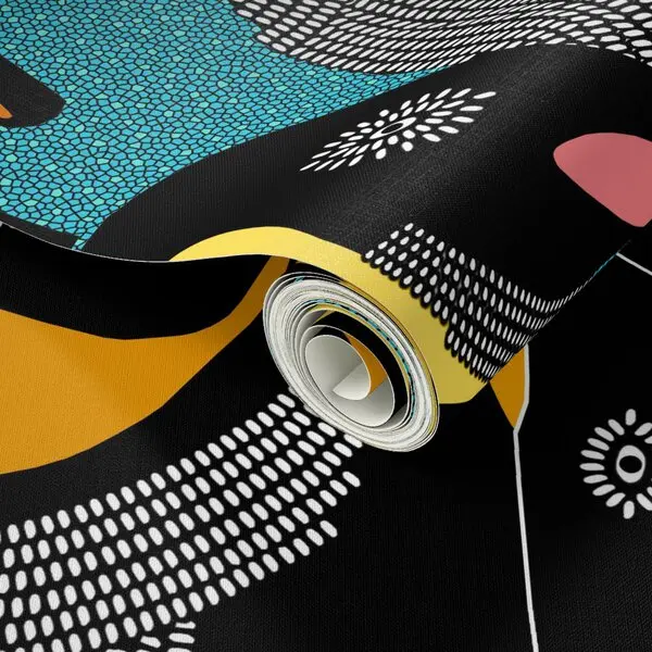 Spoonflower Penguins Bird Abstract Penguin Arctic Birds Ditzy Custom Removable Wallpaper - Black,brown,gray