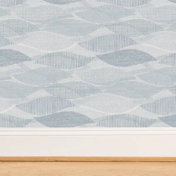 Spoonflower Gray Waves Neutral Geometric Abstract Ocean Custom Pre-pasted Wallpaper