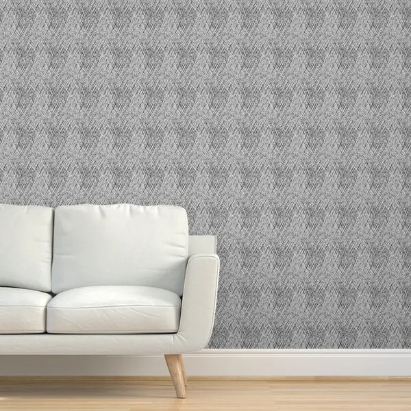 Spoonflower Texture Abstract Grayscale Greyscale Black White Custom Pre-pasted Wallpaper