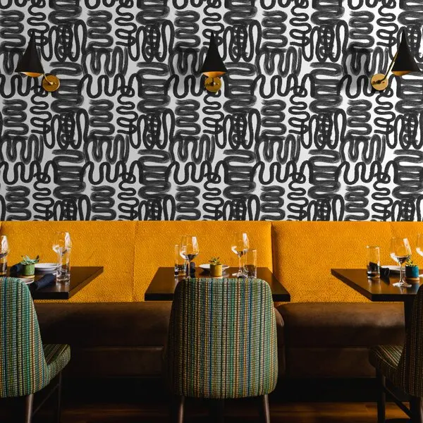 Spoonflower Punk Modern Abstract Spring Graffiti Scribble Custom Pre-pasted Wallpaper
