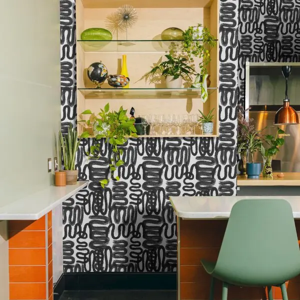Spoonflower Punk Modern Abstract Spring Graffiti Scribble Custom Pre-pasted Wallpaper