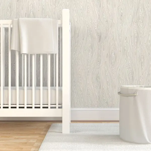 Spoonflower Vertical Drawn Woodgrain Custom Pre-pasted Wallpaper