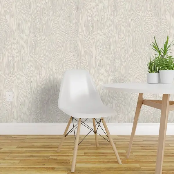 Spoonflower Vertical Drawn Woodgrain Custom Pre-pasted Wallpaper