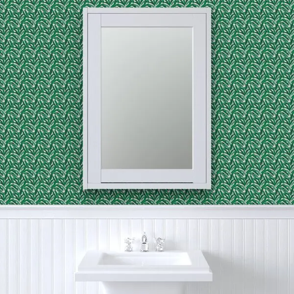 Spoonflower Leaf Jungle Texture Banana Ocean Traditional Wallpaper