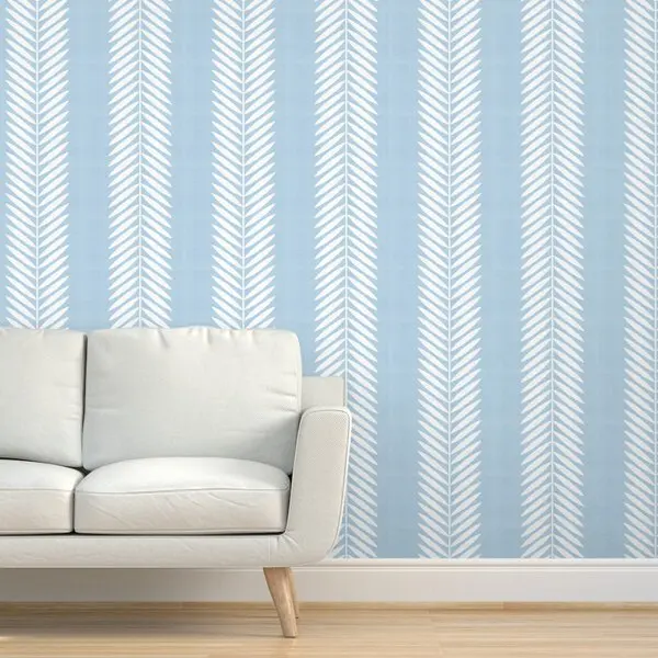 Spoonflower Leaf Light Blue Stripe Sky Texture Traditional Wallpaper