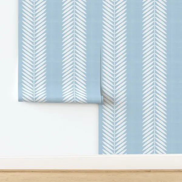 Spoonflower Leaf Light Blue Stripe Sky Texture Traditional Wallpaper