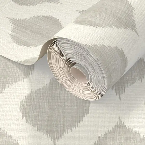 Spoonflower Ikat Warm Polka Dots Boho Shabby Chic Custom Removable Wallpaper - Gray