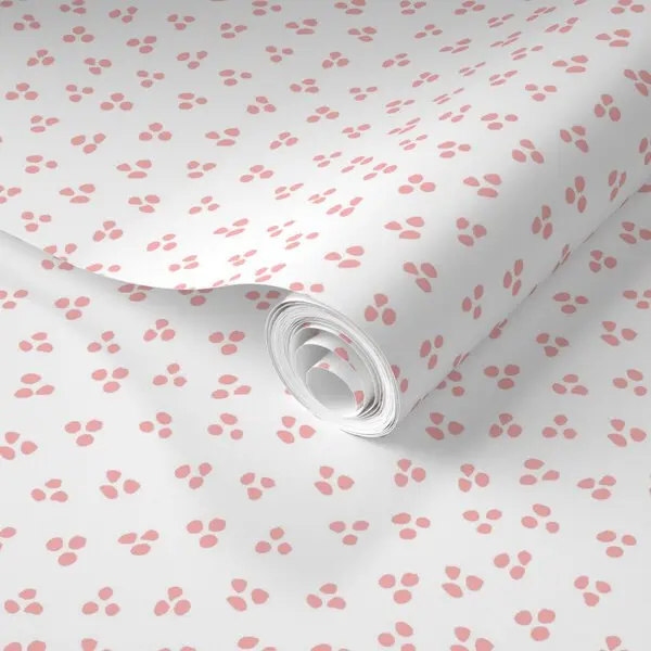Spoonflower Pink Dots Dotted And Custom Pre-pasted Wallpaper - White,gray,red