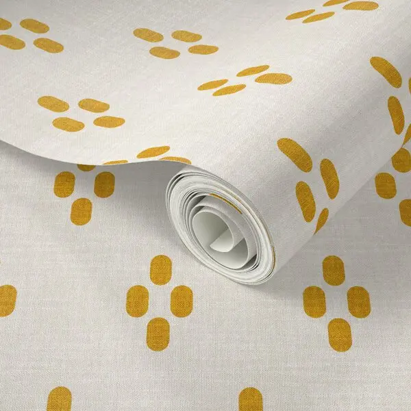 Spoonflower Yellow Modern Gold Dot Nursery Traditional Wallpaper - Gray,brown