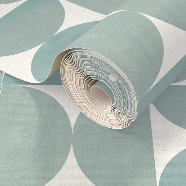 Spoonflower Inflexion Morning Mist 100% Natural Sisal Grasscloth Wallcovering - Aqua,blue