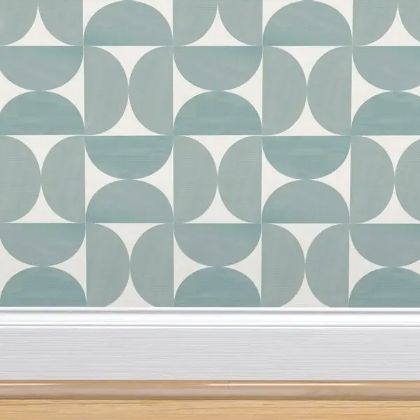 Spoonflower Inflexion Morning Mist 100% Natural Sisal Grasscloth Wallcovering - Aqua,blue