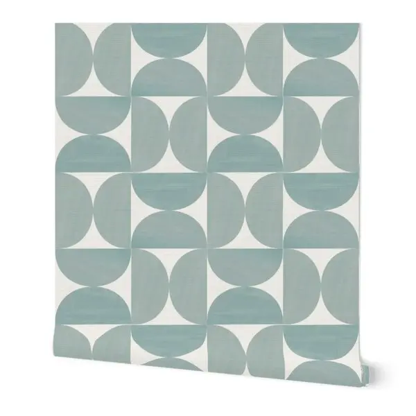 Spoonflower Inflexion Morning Mist 100% Natural Sisal Grasscloth Wallcovering - Aqua,blue