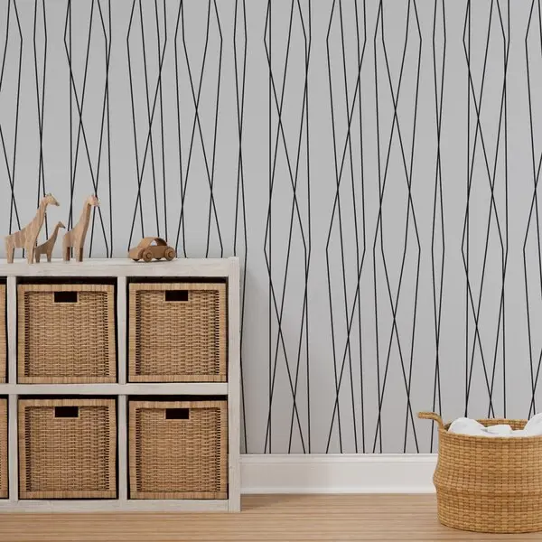 Spoonflower Vintage Stripe Grey Modern Geometric Abstract Traditional Wallpaper