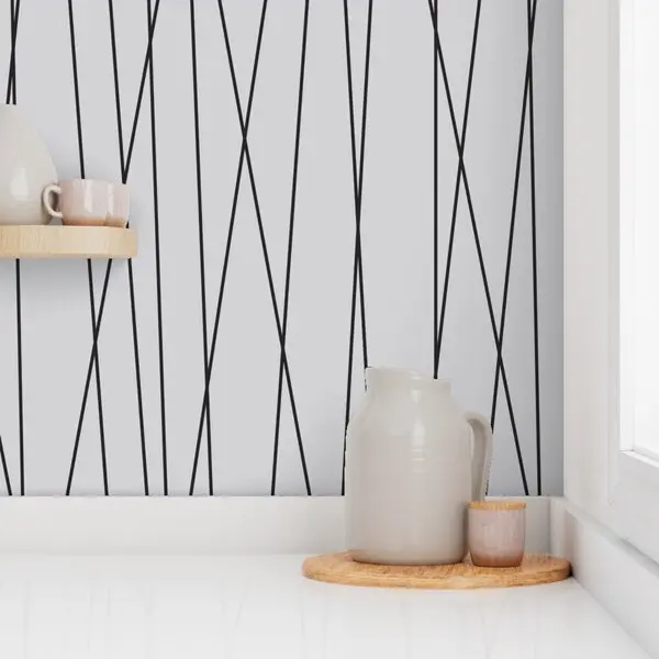 Spoonflower Vintage Stripe Grey Modern Geometric Abstract Traditional Wallpaper