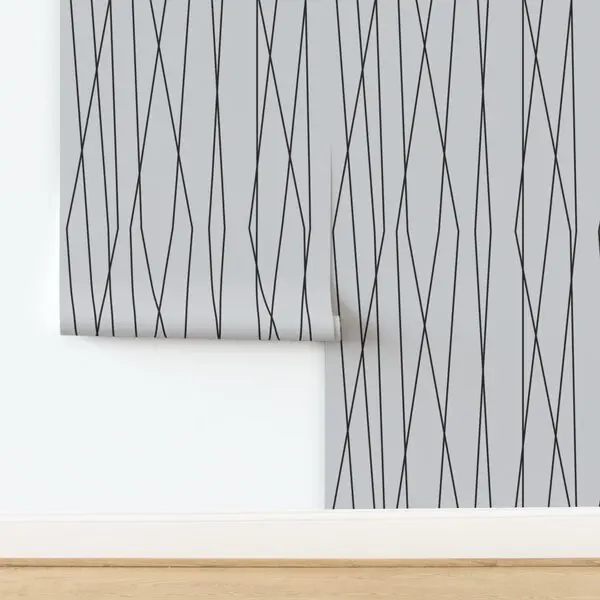 Spoonflower Vintage Stripe Grey Modern Geometric Abstract Traditional Wallpaper