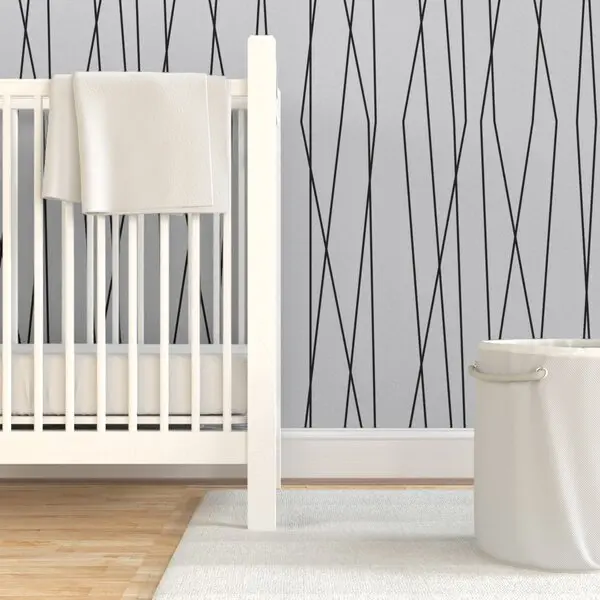 Spoonflower Vintage Stripe Grey Modern Geometric Abstract Traditional Wallpaper