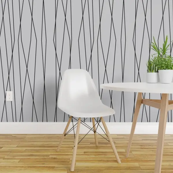 Spoonflower Vintage Stripe Grey Modern Geometric Abstract Traditional Wallpaper