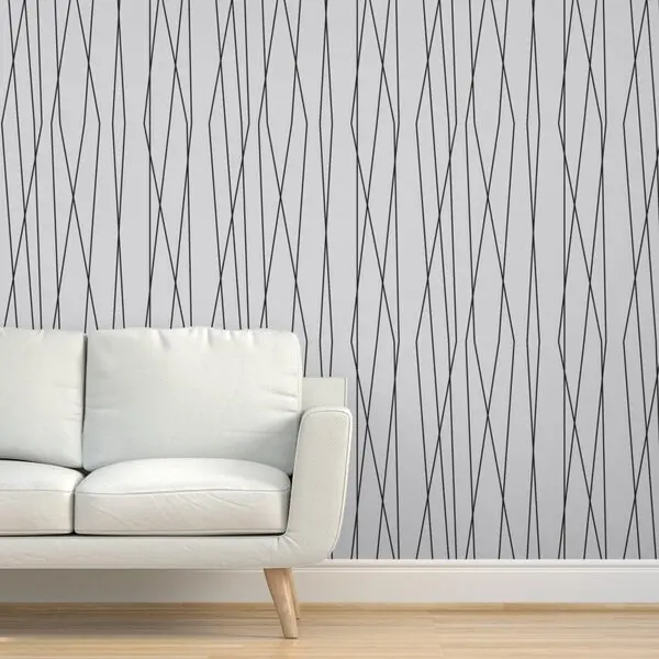 Spoonflower Vintage Stripe Grey Modern Geometric Abstract Traditional Wallpaper