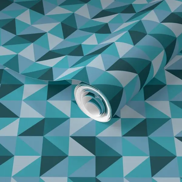 Spoonflower Teal Turquoise Geometric Abstract Squares Aqua Custom Removable Wallpaper - Blue,teal