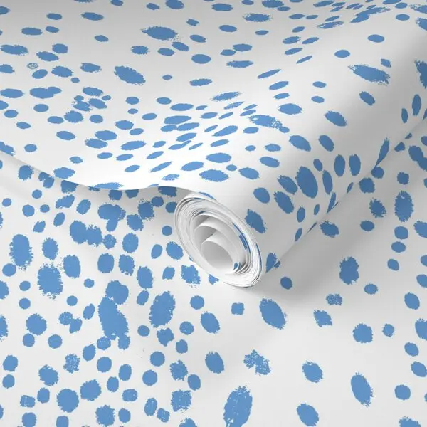 Spoonflower Dots Dragon Blue Spots Animal Paint Sky White Traditional Wallpaper - Blue,white,gray