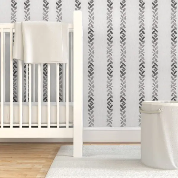 Spoonflower Stripes Watercolor Herringbone Grey And Traditional Wallpaper