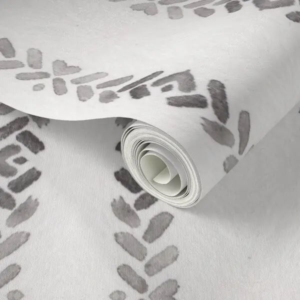 Spoonflower Stripes Watercolor Herringbone Grey And Traditional Wallpaper