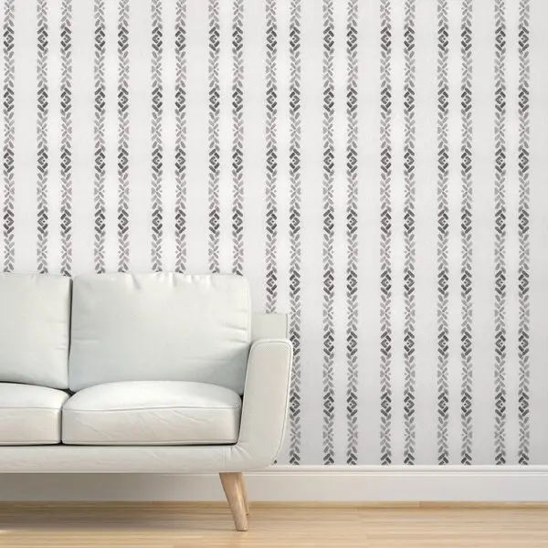 Spoonflower Stripes Watercolor Herringbone Grey And Traditional Wallpaper