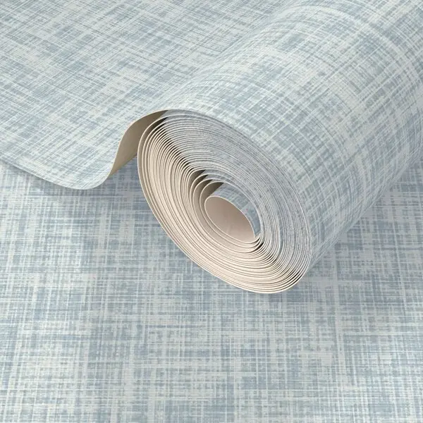 Spoonflower Light Linen-look Solid 100% Natural Sisal Grasscloth Wallcovering - Blue