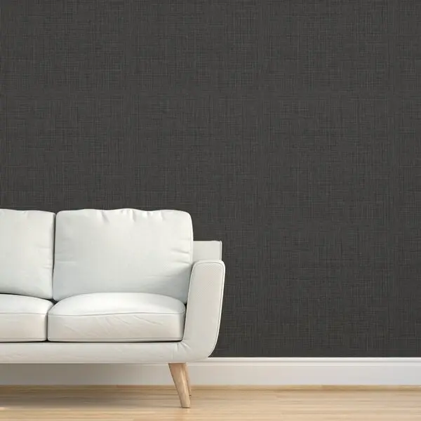 Spoonflower Charcoal Texture 100% Natural Sisal Grasscloth Wallcovering - Gray,black