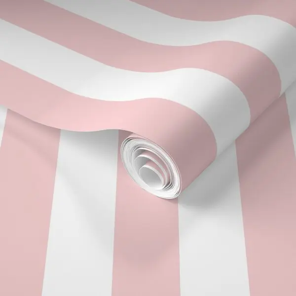 Spoonflower Bold Stripe Dogwood Vertical Stripes Pink White Traditional Wallpaper - Pink,red,gray
