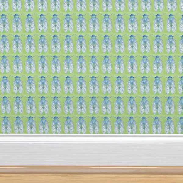 Spoonflower Cicada 100% Natural Sisal Grasscloth Wallcovering