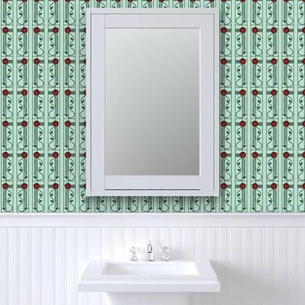 Spoonflower Rose Craftsman Glasgow Charles Rennie Mackinto Custom Removable Wallpaper