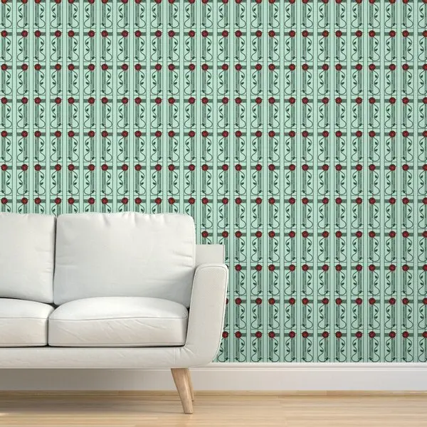Spoonflower Rose Craftsman Glasgow Charles Rennie Mackinto Custom Removable Wallpaper