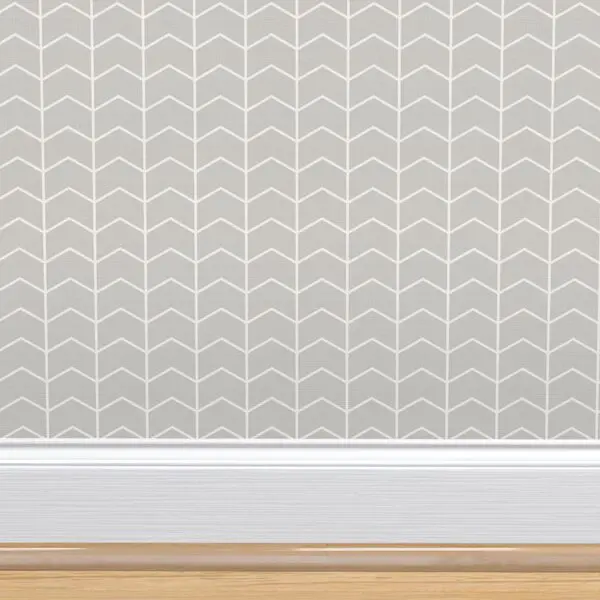 Spoonflower Light Grey Chevron Arrows 100% Natural Sisal Grasscloth Wallcovering