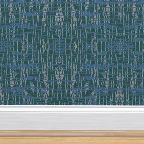 Spoonflower Century Blue Forest Grey 100% Natural Sisal Grasscloth Wallcovering - Green,blue,gray