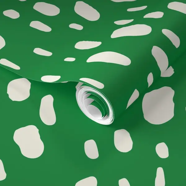 Spoonflower Dots Dotty Irish Animal Polka Sprinkles Custom Pre-pasted Wallpaper - Green