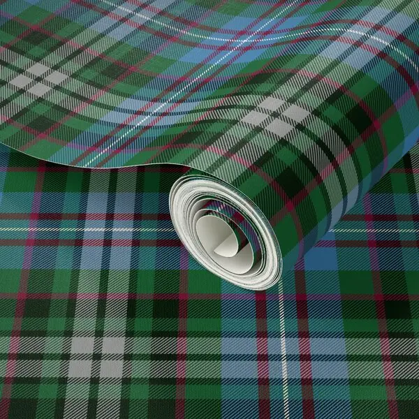 Spoonflower Black Green Plaid Red Grey Light Blue Tartan Traditional Wallpaper - Green,blue,gray