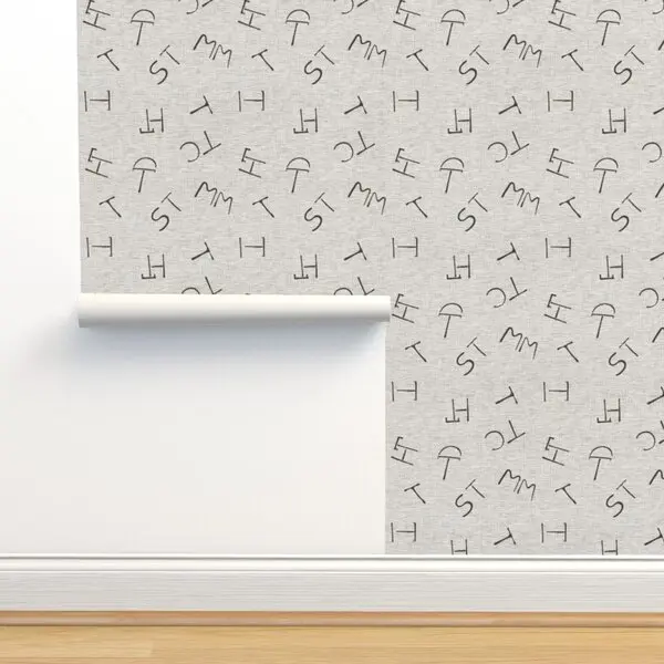 Spoonflower Cattle Brands Stonewashed Grey 100% Natural Sisal Grasscloth Wallcovering