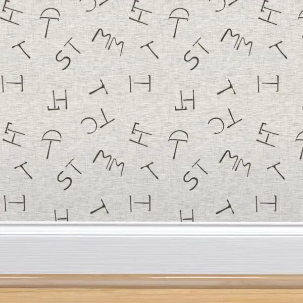 Spoonflower Cattle Brands Stonewashed Grey 100% Natural Sisal Grasscloth Wallcovering
