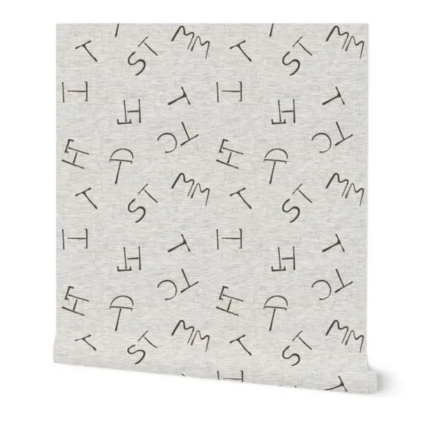 Spoonflower Cattle Brands Stonewashed Grey 100% Natural Sisal Grasscloth Wallcovering
