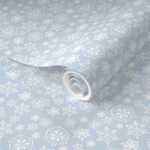 Spoonflower Snowflakes Winter Christmas Scandinavian And Traditional Wallpaper - Blue