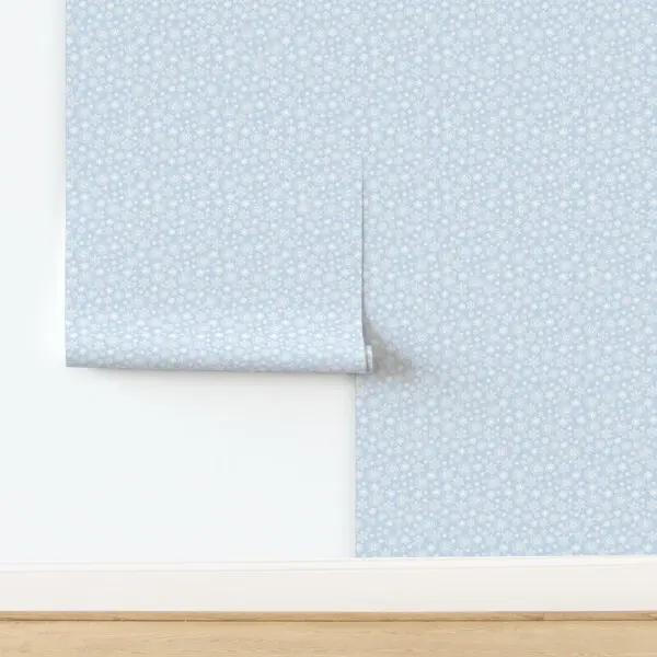 Spoonflower Snowflakes Winter Christmas Scandinavian And Traditional Wallpaper - Blue
