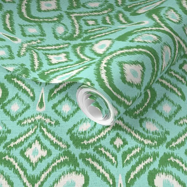 Spoonflower Flower Green Modern Abstract Mint Colourful Traditional Wallpaper