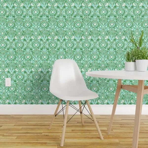 Spoonflower Flower Green Modern Abstract Mint Colourful Traditional Wallpaper