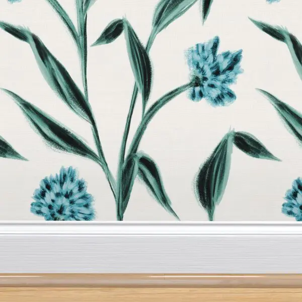 Spoonflower Jade Carnation 100% Natural Sisal Grasscloth Wallcovering