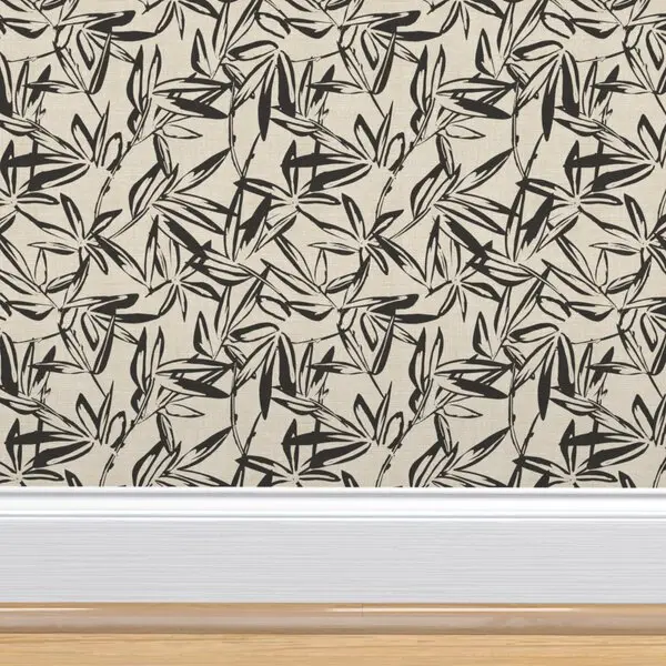 Spoonflower Junglia Charcoal 100% Natural Sisal Grasscloth Wallcovering