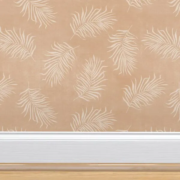 Spoonflower Palm Fronds Bone On Sandy Beige 100% Natural Sisal Grasscloth Wallcovering
