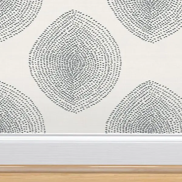 Spoonflower Jumbo Stripy Boho Drop Navy On White 100% Natural Sisal Grasscloth Wallcovering - Blue,white,navy